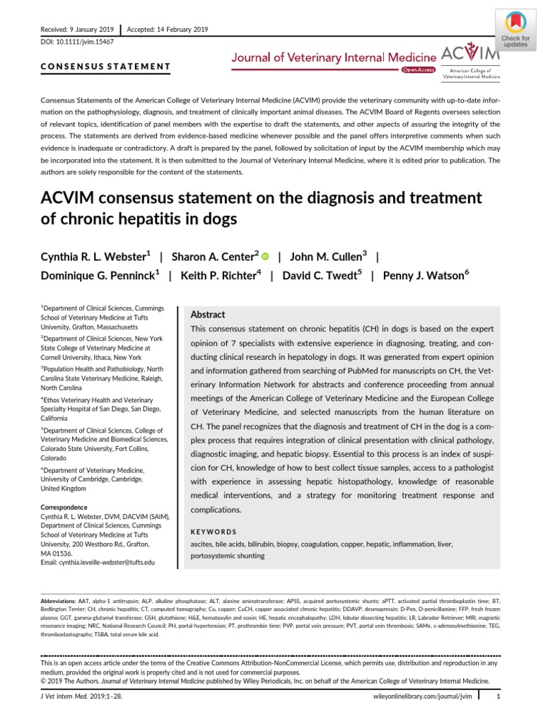 ACVIM Consensus Statement On The Diagnosis and Treatment | PDF | Copper ...