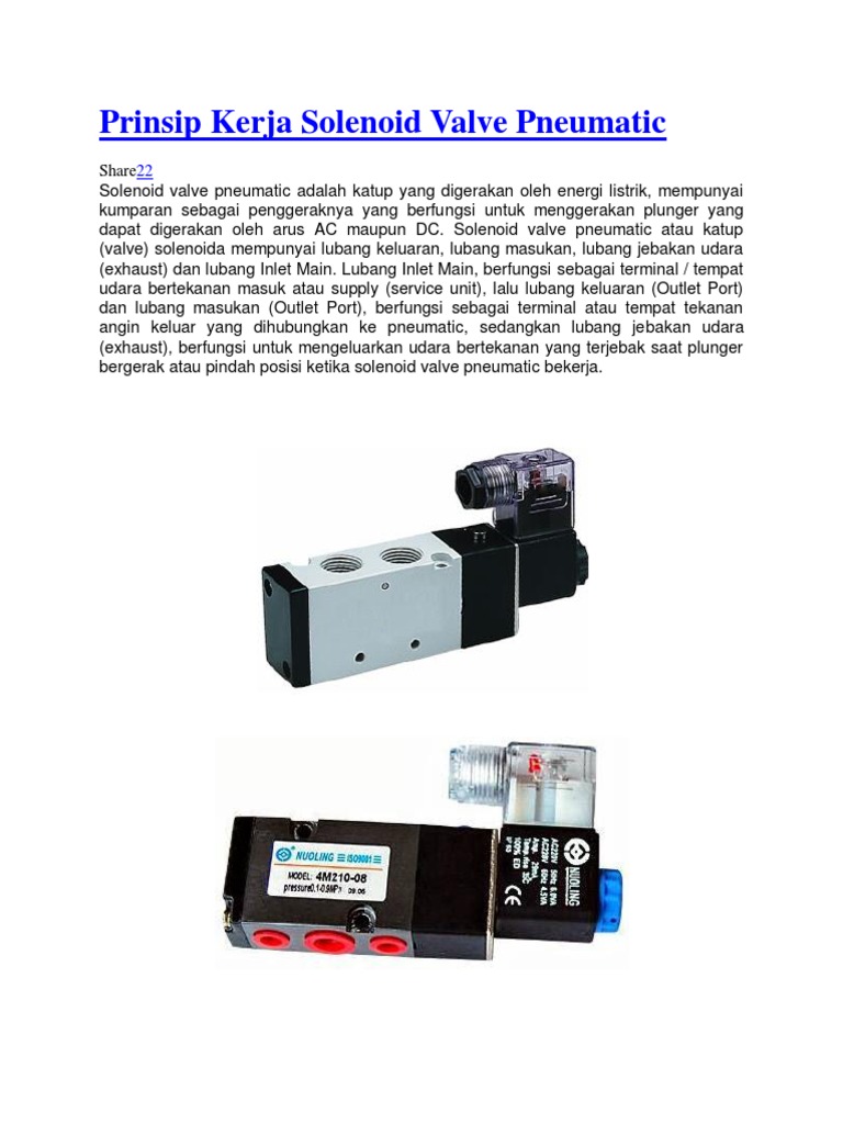 Prinsip Kerja Solenoid Valve Pneumatic | PDF