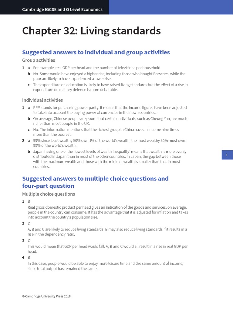 IGCSE Economics Self Assessment Chapter 32 Answers | PDF | Gross ...