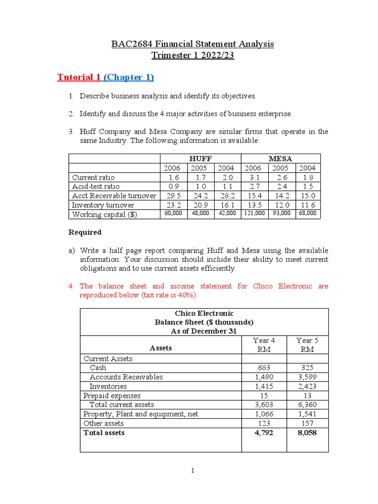 Tutorial Questions - Trimester - 2210. | PDF | Balance Sheet | Equity (Finance)