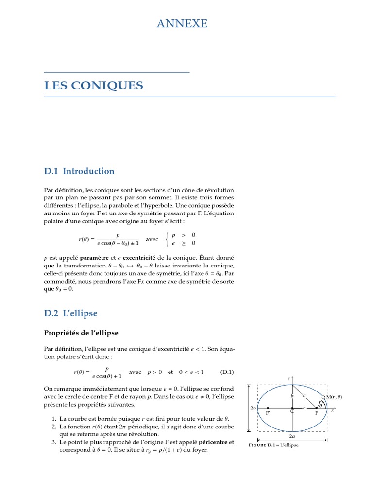 Coniques | PDF | Ellipse | Objets mathématiques