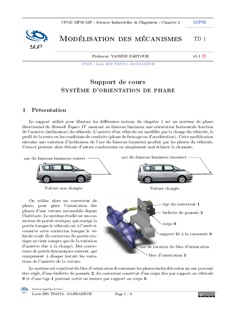 (Mod) (TD) Systeme D Orientation de Phare Corr | PDF | Mécanique ...