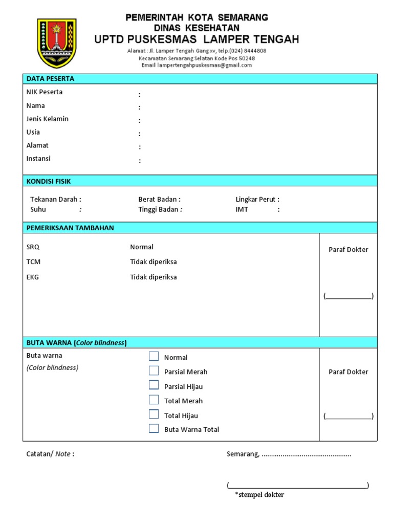 Form Hasil MCU Kop PKM | PDF