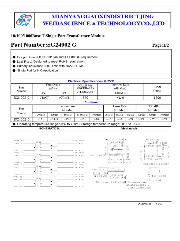 JWD-SG24002G C722251 | PDF | Electronic Engineering | Electric Power