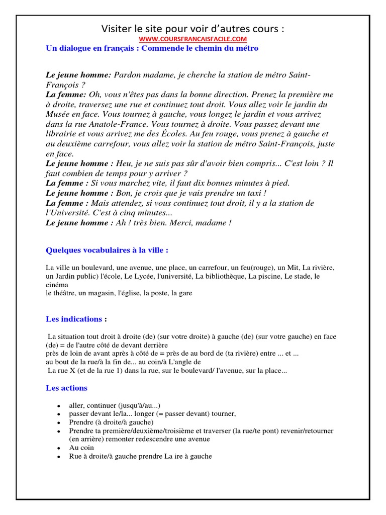 Le Métro - DIALOGUE | PDF