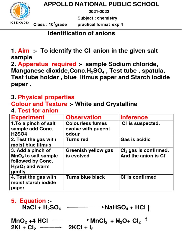 Action Conc H2SO4 On Sodium Chloride | PDF