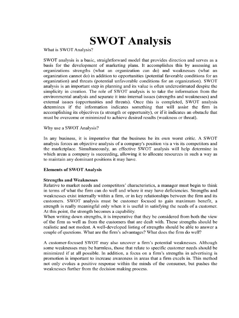 Swot Analysis White Paper | PDF