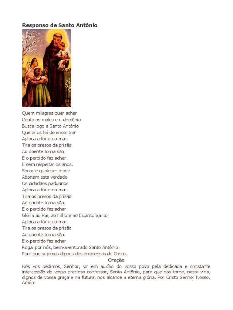 Responso De Santo Antônio Santo António De Pádua Religião Cristã