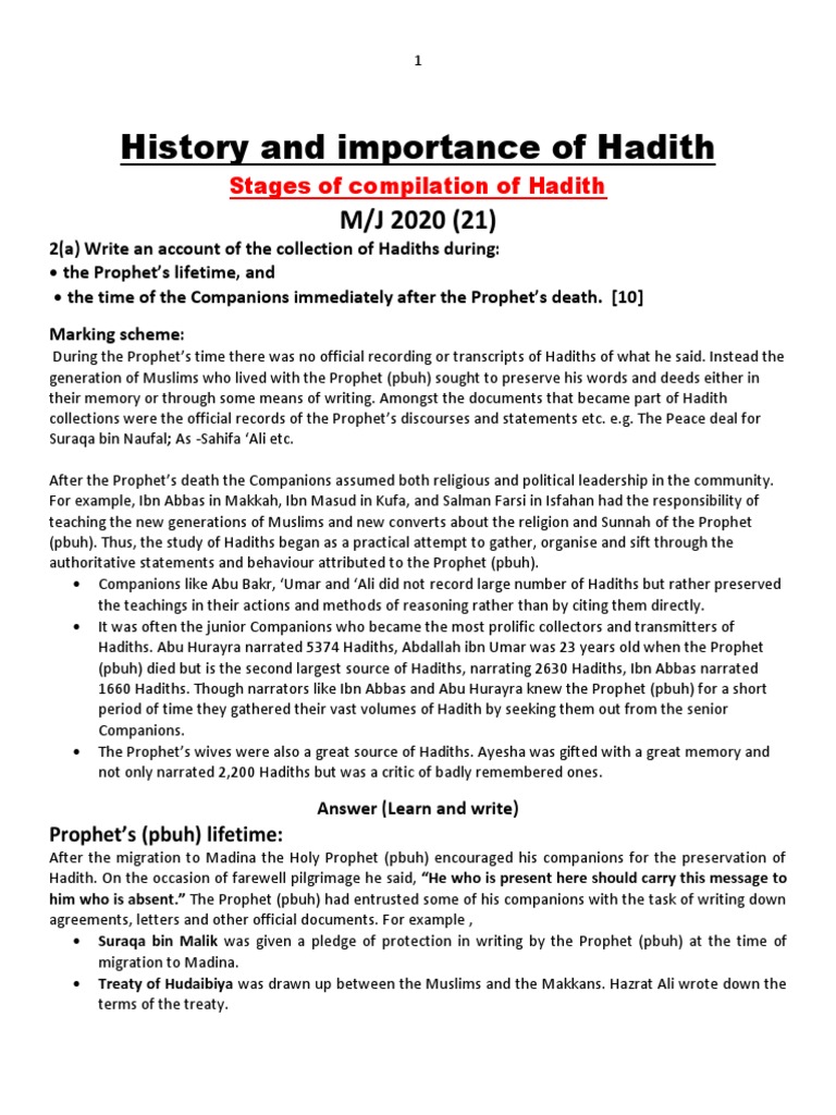 History and Importance of Hadith 2022 SEP Complete | PDF | Hadith ...