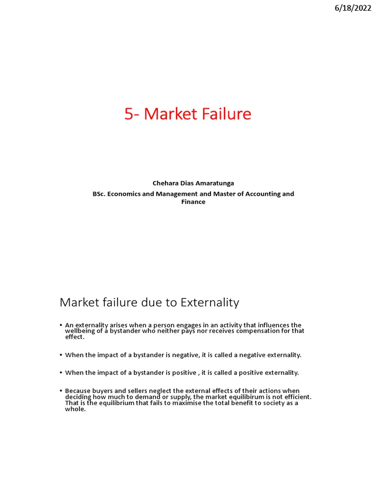 Lecture 5 - Market Failure | PDF | Externality | Market (Economics)