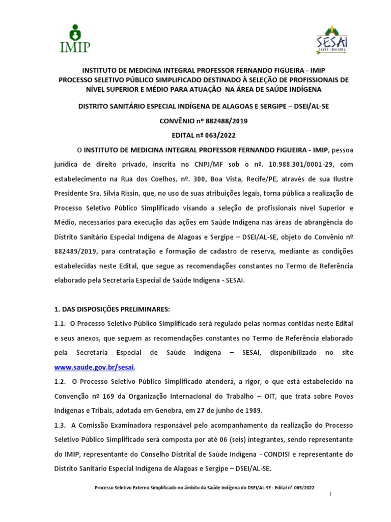 Processo Seletivo Simplificado Emsi Edital 063.2022 Dsei Al Emsi | PDF | Carteira de Motorista ...
