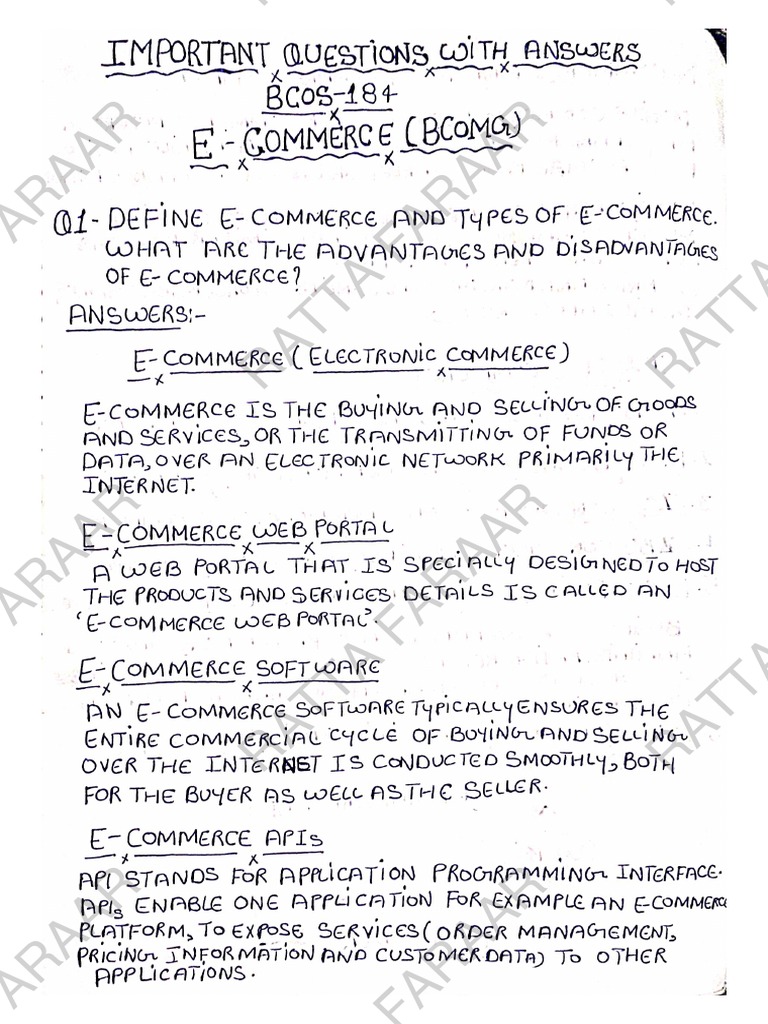 Important Questions of Bcos-184 e Commerce | PDF
