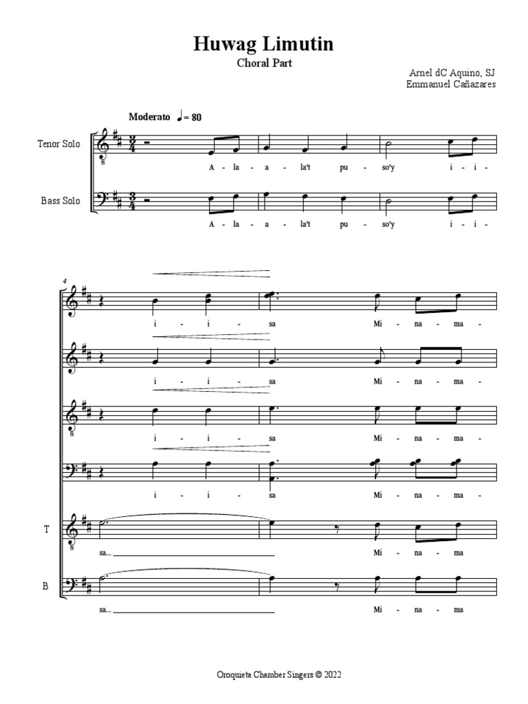 Huwag Limutin (SATB Choral Part) - Arr. Emmanuel Cañazares | PDF