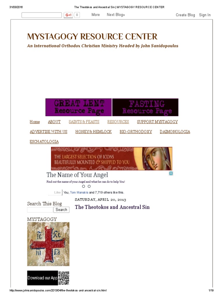 The Theotokos and Ancestral Sin | PDF | Mary, Mother Of Jesus | Jesus