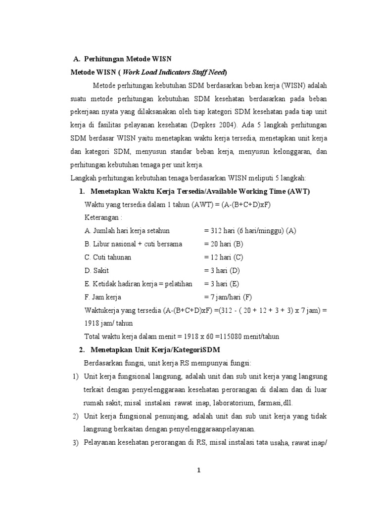 Perhitungan Kebutuhan SDM Metode WISN | PDF | Pengelolaan Keuangan ...