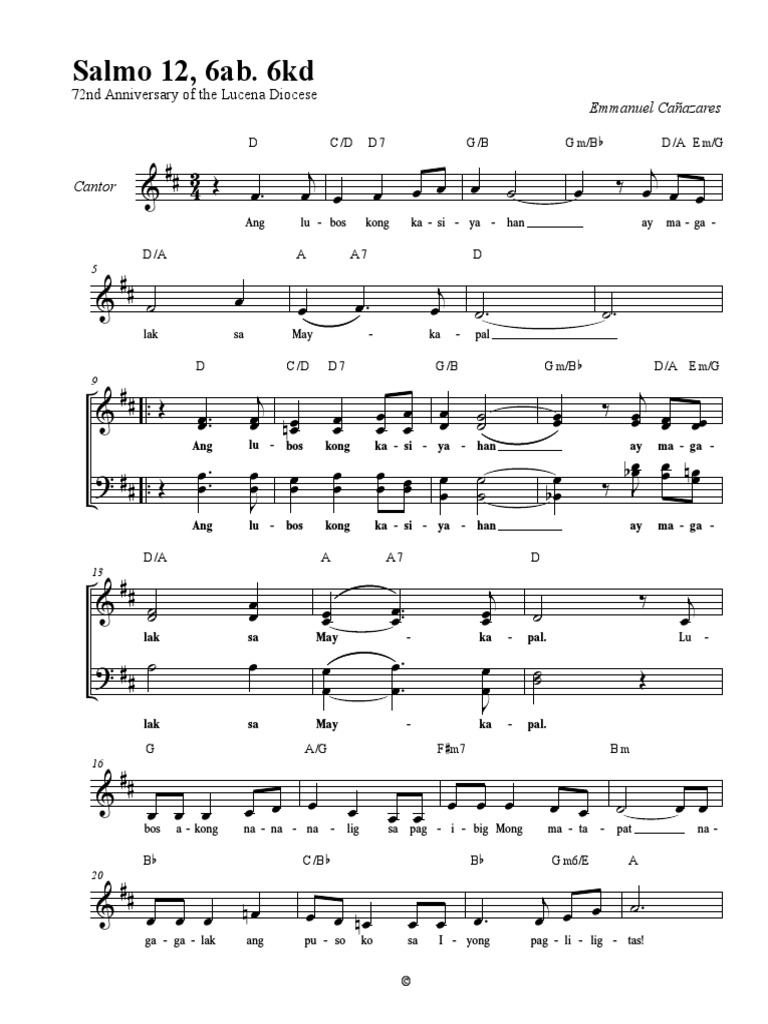 Salmo 12 6ab 6kd Diocesan Anniversary 2022 Pdf