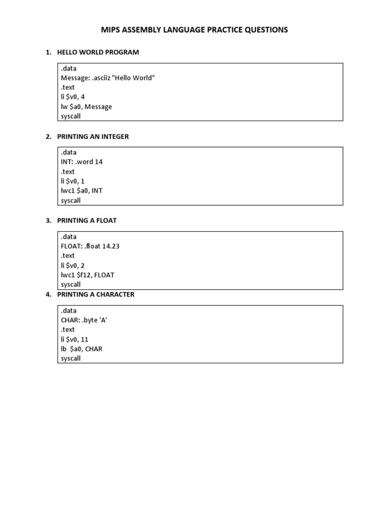 Mips Practice Questions Pdf Integer Computer Science Computer Architecture 