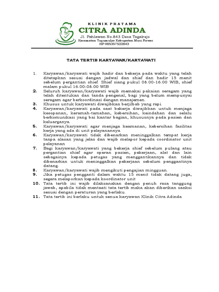 Tata Tertib Klinik Pdf
