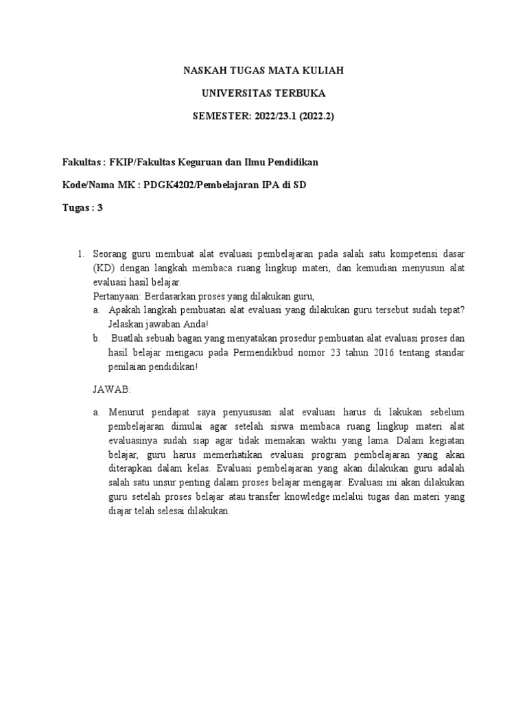 Soal Pdgk4202 Tmk3 2 | PDF