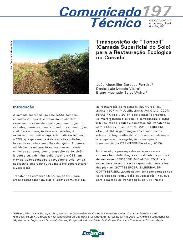 Comunicado Tec Nico Topsoil | PDF | Solo | Chuva