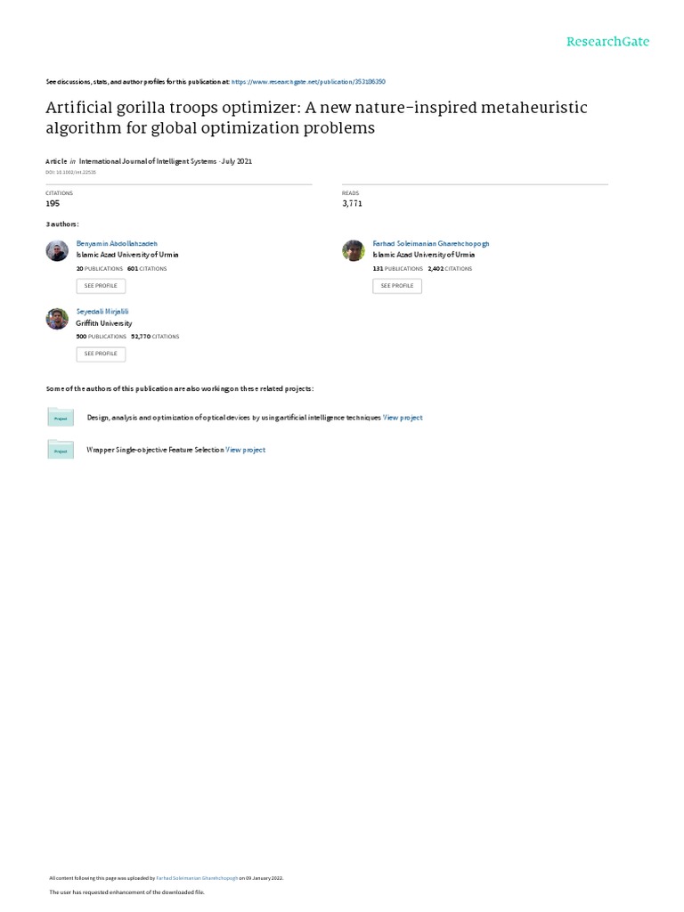 Artificial Gorilla Troops Optimizer: A New Nature Inspired ...