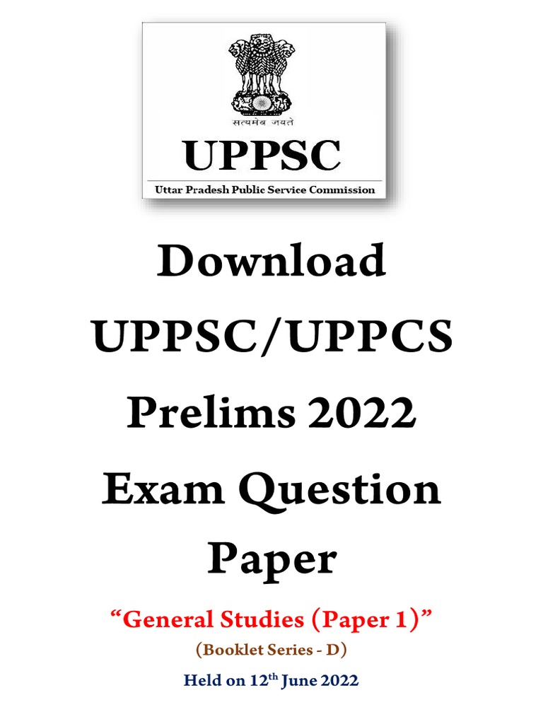 UPPCS 2022 Prelims Question Paper PDF | PDF