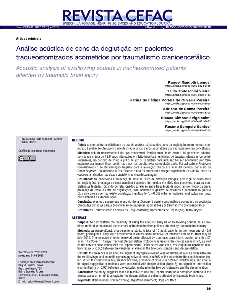 Acoustic Analysis of Swallowing Sounds in Tracheostomized Patients ...