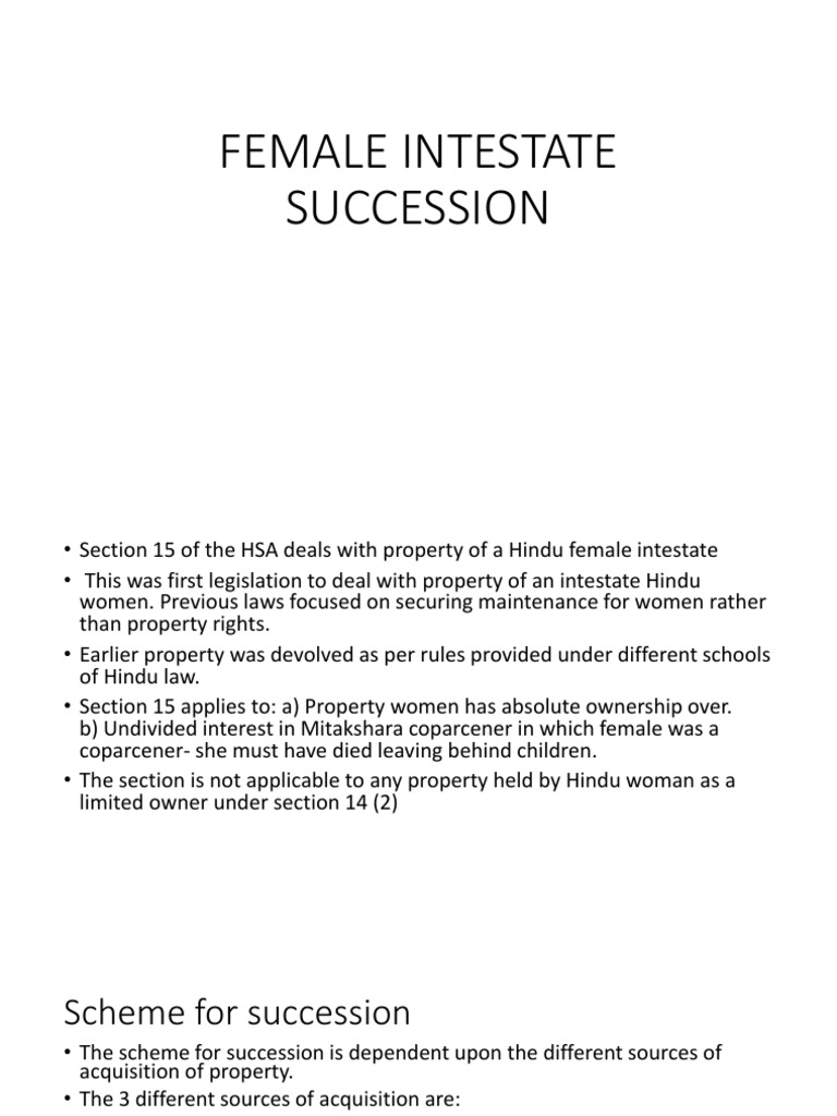 Female Intestate Succession | PDF | Intestacy | Inheritance