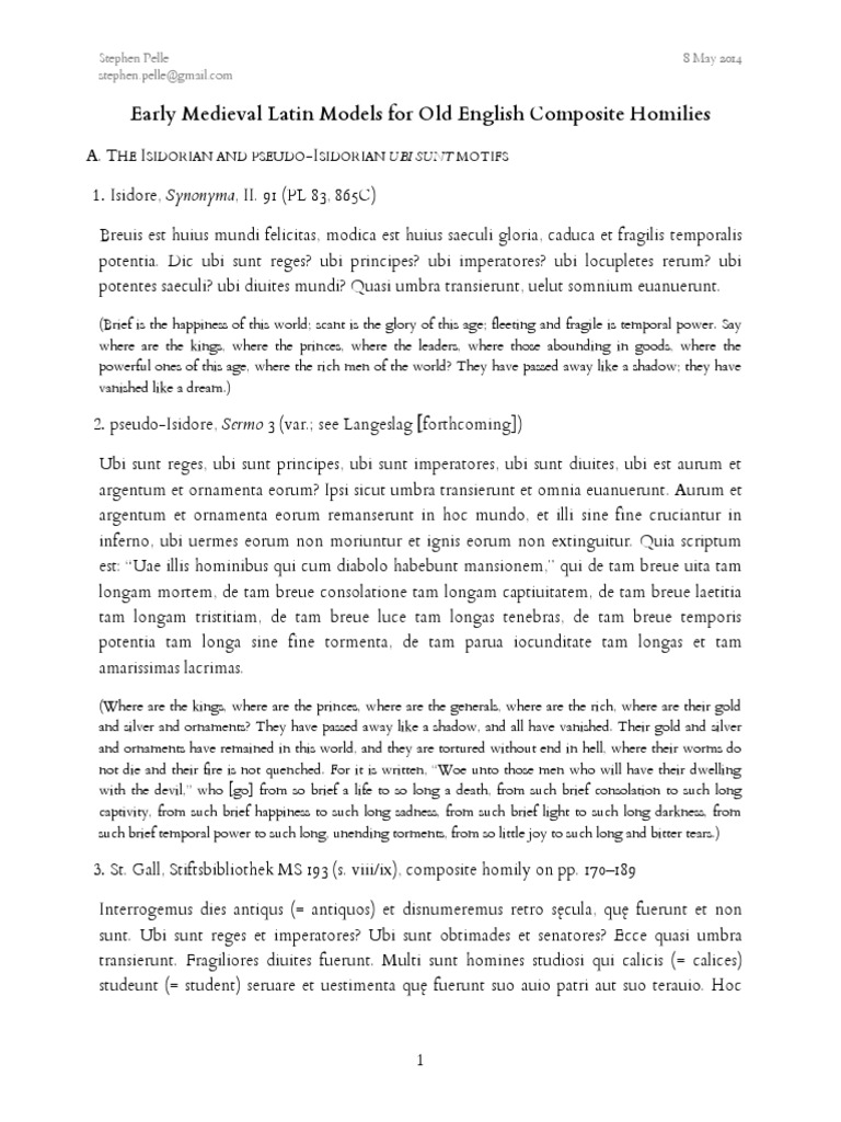 Early Medieval Latin Models For Old Engl | PDF