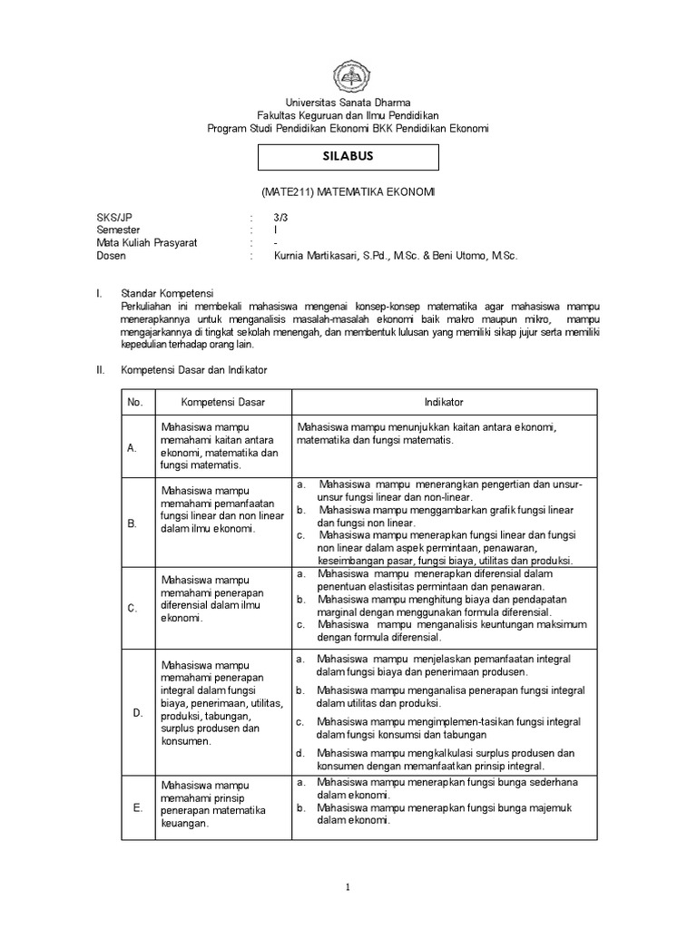 Silabus MATEKO | PDF