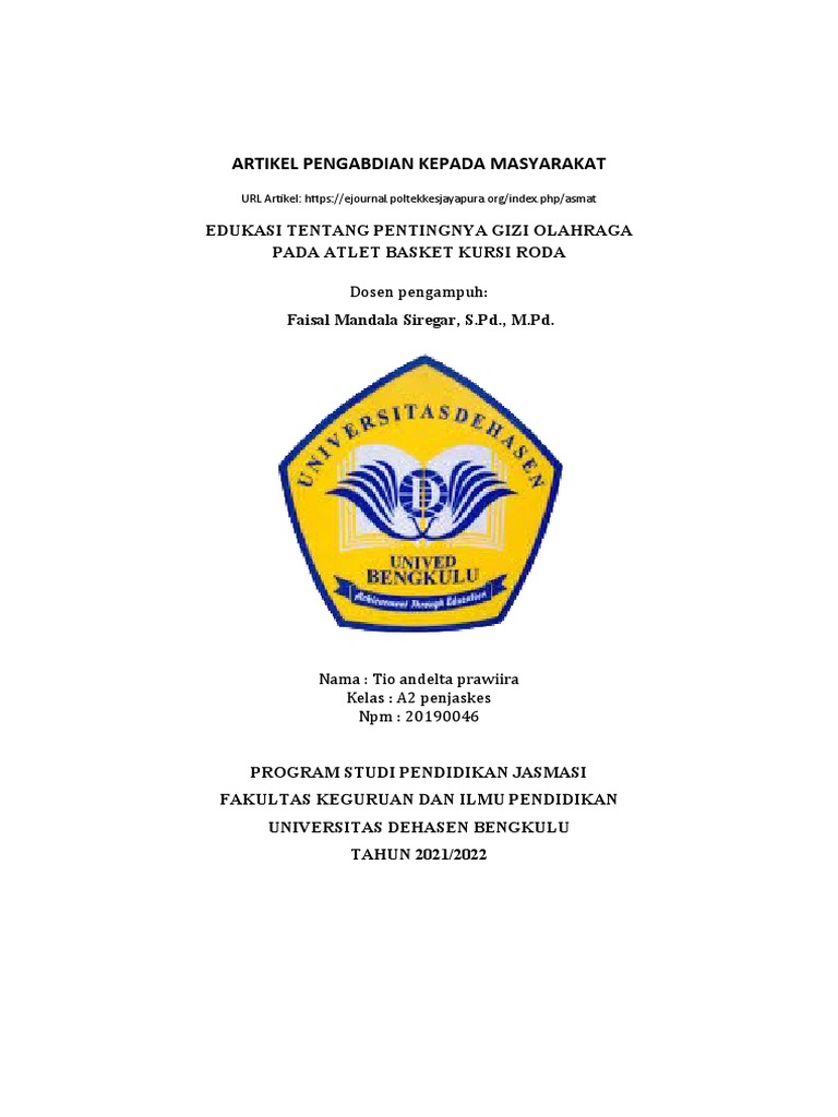 Edukasi Gizi untuk Atlet Basket Kursi Roda | PDF | Karier ...