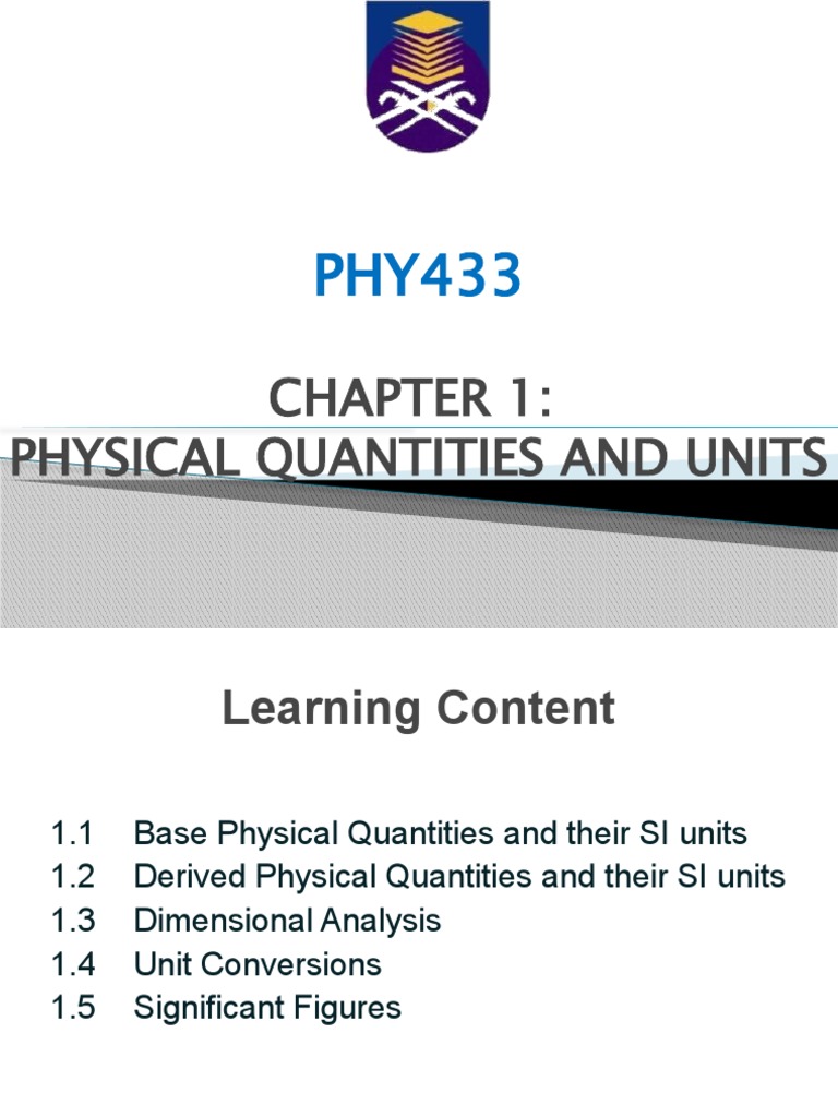 PHY433 Chapter 1 | PDF | International System Of Units | Significant Figures