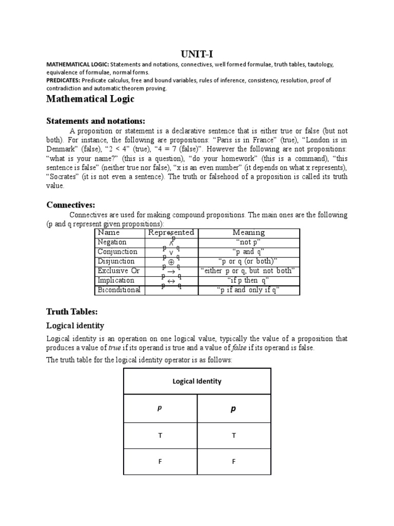DMS Unit 1 | PDF | Logic | Logical Expressions DMS Unit 1 | PDF | Logic | Logical Expressions