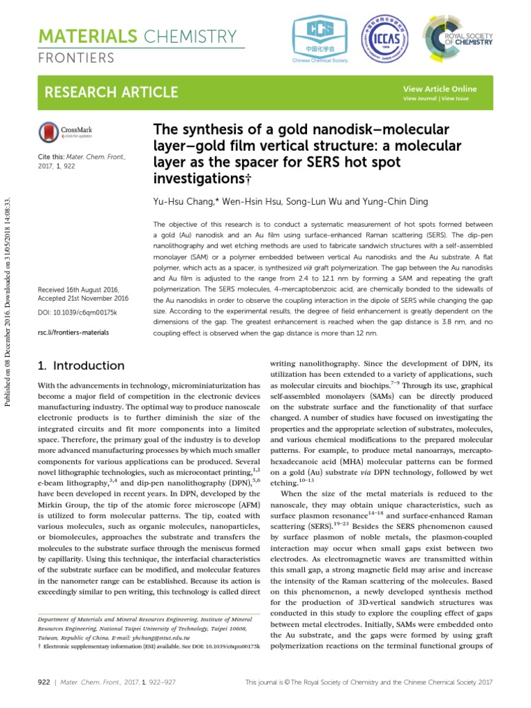2017 - Chang Et Al. - The Synthesis of A Gold Nanodisk-Molecular Layer ...