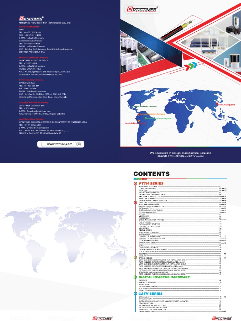 Catalogo Optictimes 2022 | PDF | Cable Television | Optical Fiber