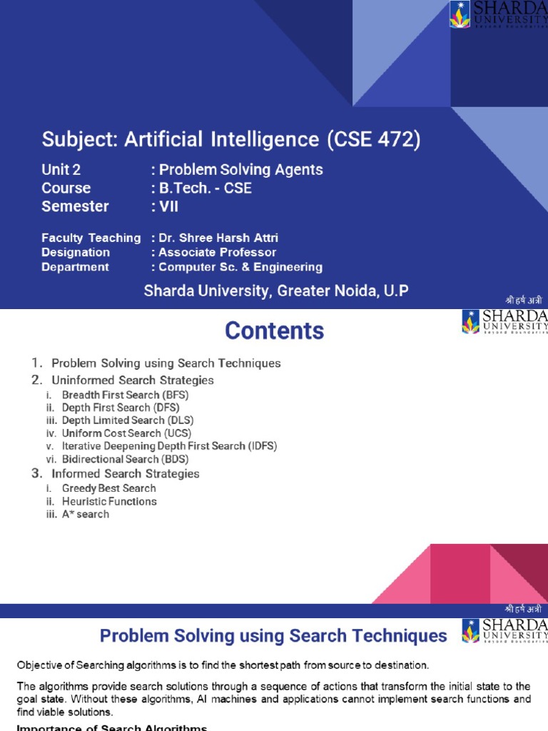 Unit 2 - Problem Solving Agent | PDF