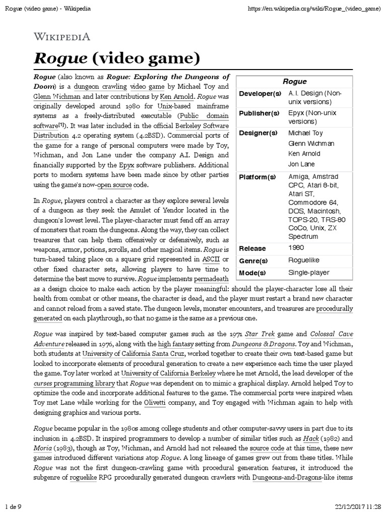 Rogue (Video Game) - Wiki | PDF | Computing | Computer Science