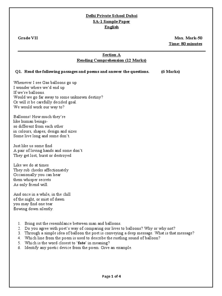 G7 SA-1 2022 PAPER REVISION - Final | PDF | Language Arts & Discipline