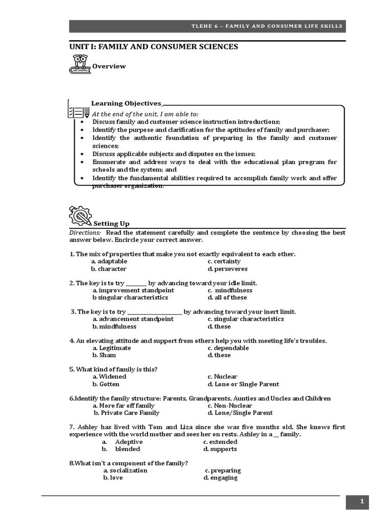 Family and Consumer Life Skills Overview | PDF | Family | Science