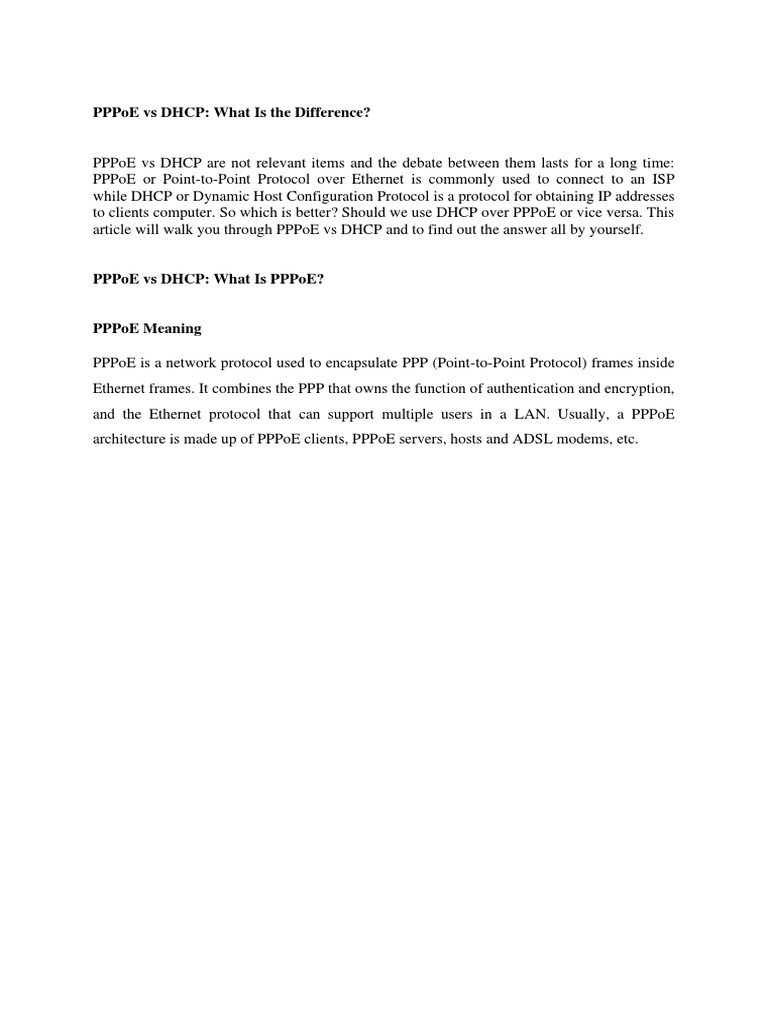 PPPoE vs DHCP: What Is the Difference | PDF | Ip Address | Computer Network