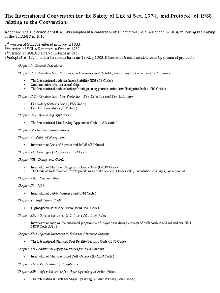 Solas 1974 | PDF | Ships | Freight Transport