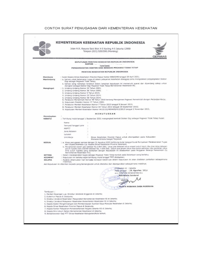 Contoh Surat Tugas Kementerian | PDF Contoh Surat Tugas Kementerian | PDF