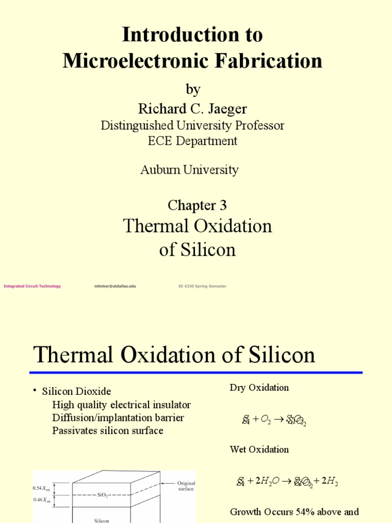 Thermal Oxidation of Silicon | PDF | Semiconductor Devices | Physical ...