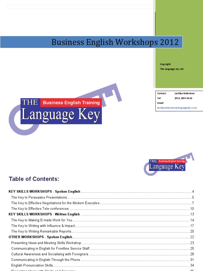 Language Key Business English Workshops | PDF | Negotiation | English ...