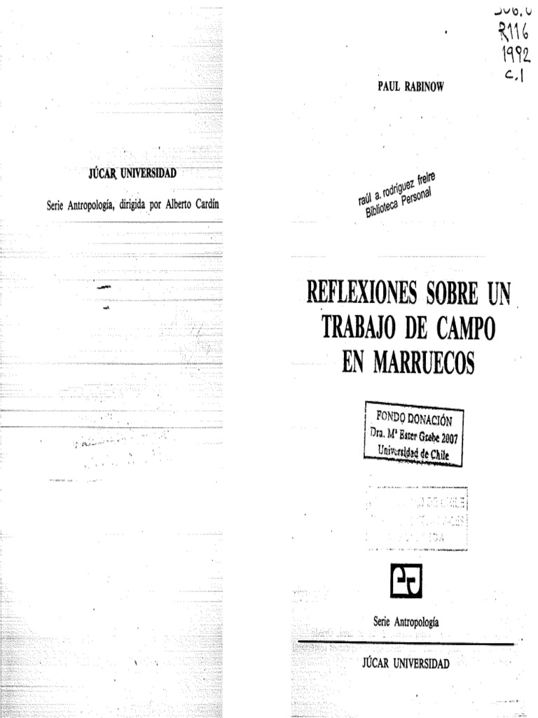 Paul Rabinow Reflexiones-Sobre-Un-Trabajo-De-Campo-En-Marruecos | PDF