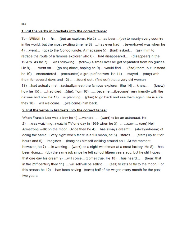 Key 10 Text To Revise Tenses | PDF