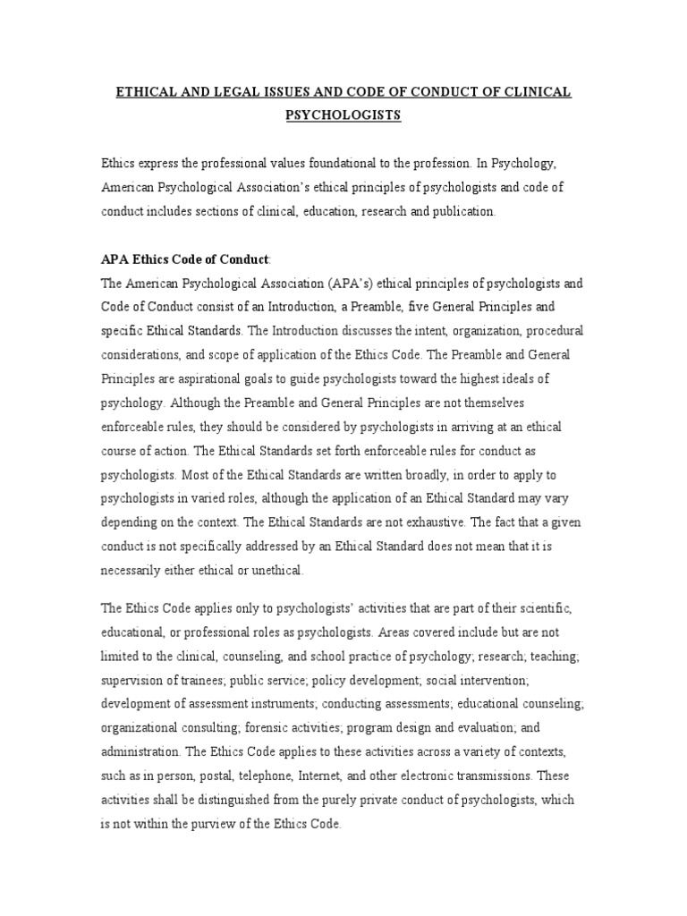 Ethical and Legal Issues India | PDF | American Psychological ...