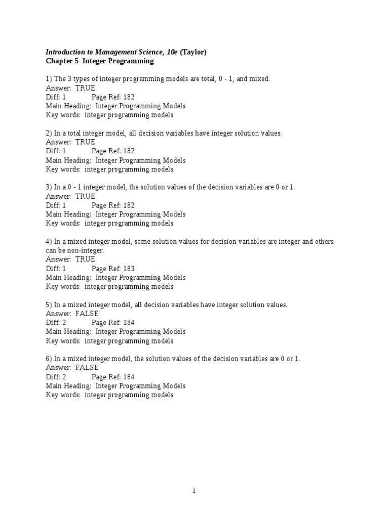 Integer Programming Question Bank | PDF | Linear Programming ... Integer Programming Question Bank | PDF | Linear Programming ...