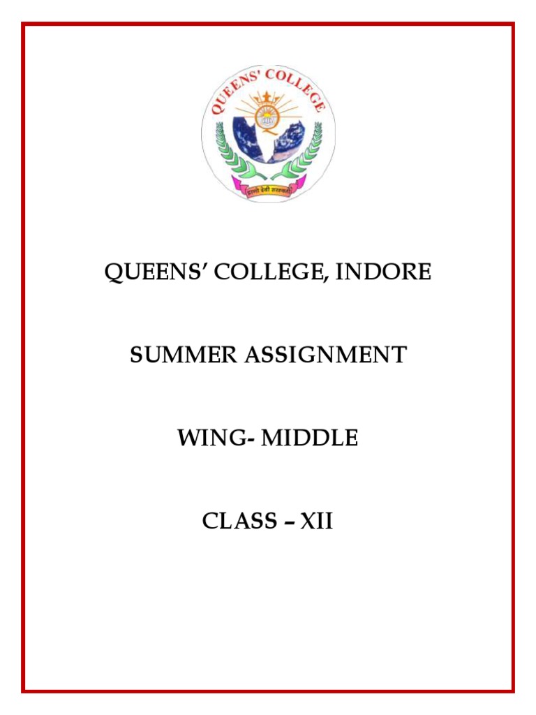 Class XII Summer Assignment | PDF | Chemistry | Physical Sciences