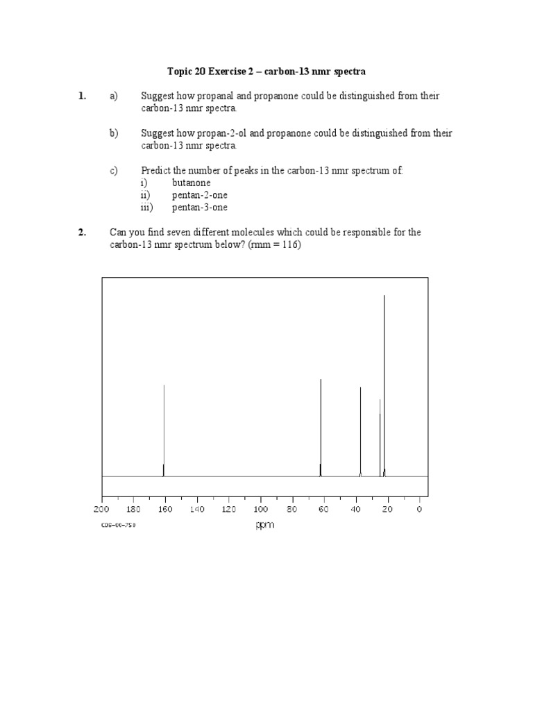 Topic 20 Exercise 2 - Carbon-13 NMR Spectra | PDF